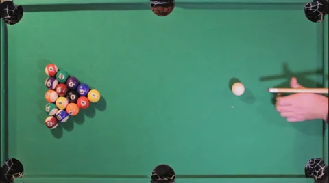 Pool table game from above | Stock Video | Pond5