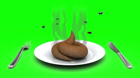 Poop on a Plate. 3D animation in cartoon... | Stock Video | Pond5