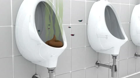 Poop in Urinal. 3D animation, seamless l... | Stock Video | Pond5