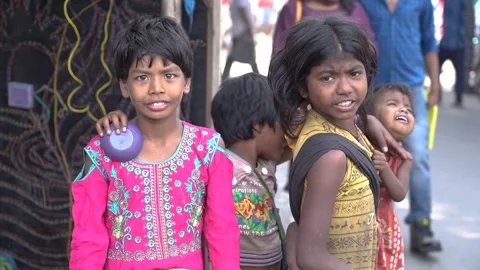 Poor and hungry homeless Asian children ... | Stock Video | Pond5