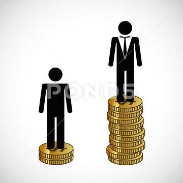 Poor and rich man stand on a tower of money infographic: Royalty Free ...