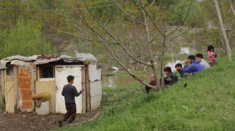 Poor big family on defense rampart in ya... | Stock Video | Pond5