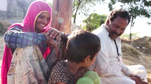 Poor Indian family with mother father an... | Stock Video | Pond5