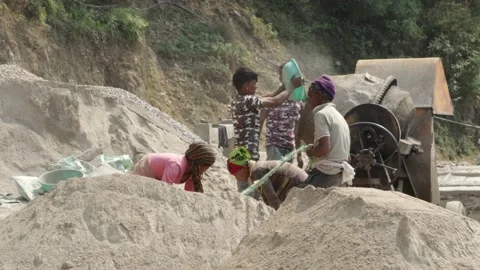 Poor INDIAN Workers Hard Working On Road... | Stock Video | Pond5