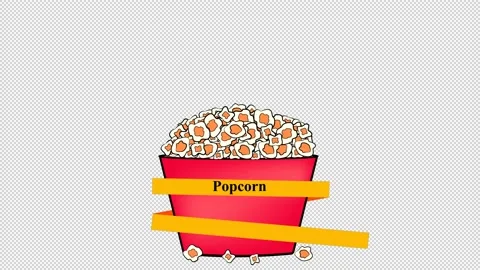 Popcorn. Animation on a transparent back... | Stock Video | Pond5