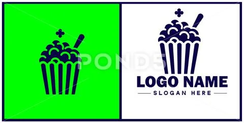 Popcorn icon Popping corn Popped corn flat logo sign symbol editable ...