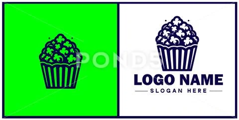 Popcorn icon Popping corn Popped corn flat logo sign symbol editable ...