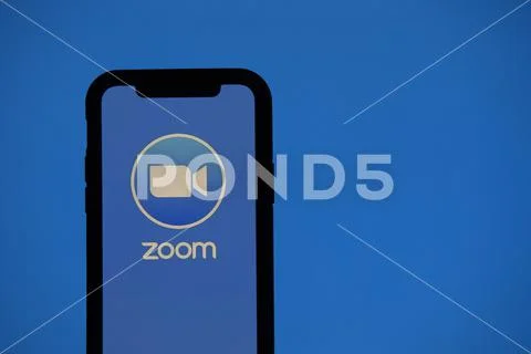 Popular Zoom video conference app icon on a mobile device ~ Hi Res ...