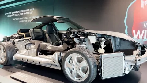 Porsche car in section. Exhibition of ca... | Stock Video | Pond5