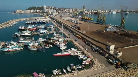 Port of Durres in Albania with anchored ... | Stock Video | Pond5