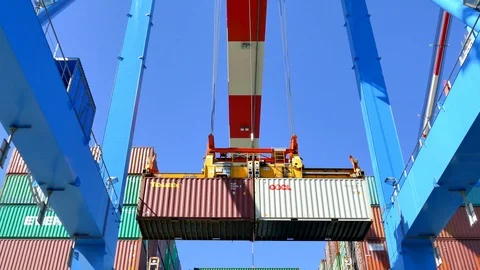 Port work - International Container ship... | Stock Video | Pond5