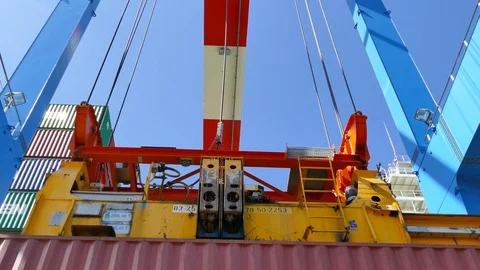 Port work - International Container ship... | Stock Video | Pond5