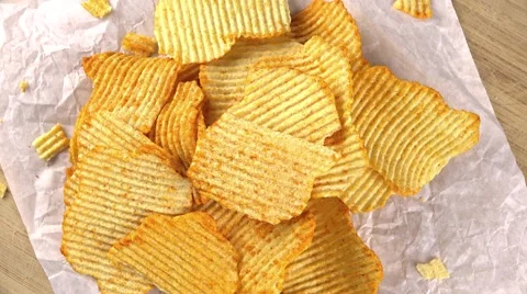Portion of rippled Potato Chips (seamles... | Stock Video | Pond5