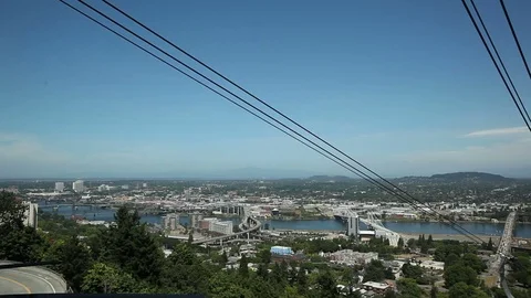Portland Skyline Air Tram Cable Car | Stock Video | Pond5