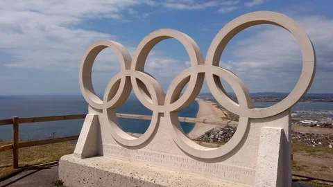 Portland stone Olympic rings on Portland... | Stock Video | Pond5