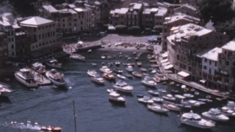 Portofino, Italy - 1972: aerial view fam... | Stock Video | Pond5
