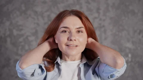 portrait adult red headed female front v... | Stock Video | Pond5