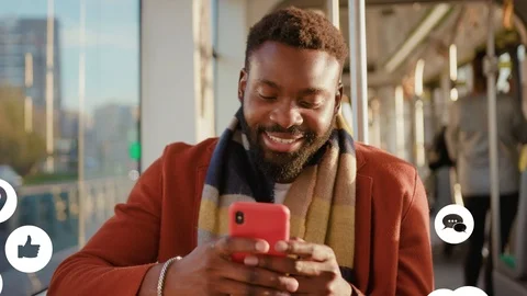 Portrait african american man use phone ... | Stock Video | Pond5