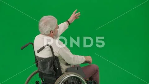 Portrait of aged man on chroma key green screen background. Senior man ...