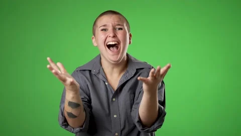 Portrait of amazed non binary gender flu... | Stock Video | Pond5