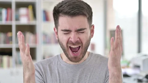 Portrait of Angry Young Man Shouting, Sc... | Stock Video | Pond5