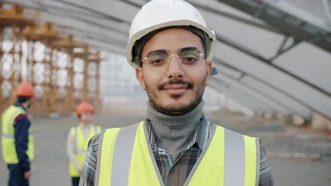 Portrait of Arab construction worker wea... | Stock Video | Pond5