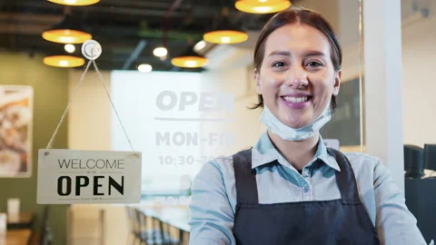 Portrait of Asian restaurant owner wear ... | Stock Video | Pond5