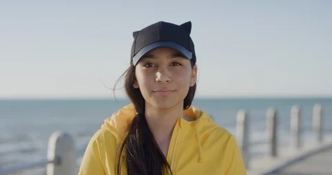 portrait of awkward teenage girl smiling... | Stock Video | Pond5