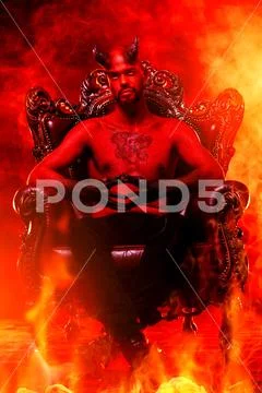 Photograph: A portrait of a bad demon in his throne. Horror movie ...