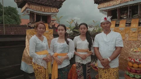 Portrait Balinese Family Using Tradition... | Stock Video | Pond5