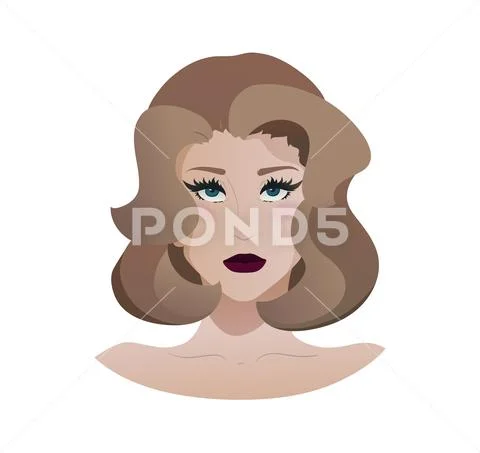 Portrait of beautiful young lady, front view. Illustration #114648780