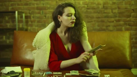 Portrait of beautiful young woman drug d... | Stock Video | Pond5