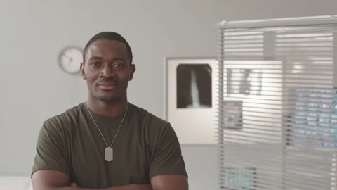 Portrait of Black Army Officer at Doctor... | Stock Video | Pond5