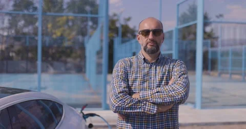 Portrait of a bold man with beard in bus... | Stock Video | Pond5