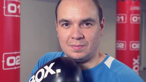 portrait of a boxer athlete in boxing gl... | Stock Video | Pond5