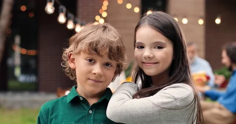 Portrait of Caucasian happy small kids h... | Stock Video | Pond5