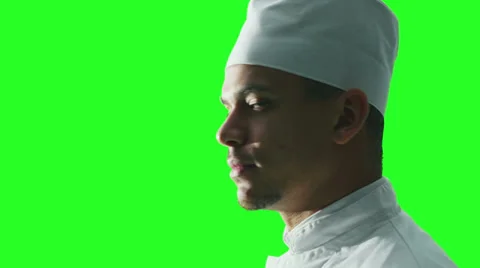 Portrait of cheerful smiling chef on gre... | Stock Video | Pond5