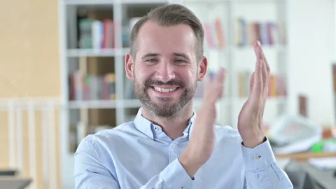 Portrait of Cheerful Young Man Clapping,... | Stock Video | Pond5