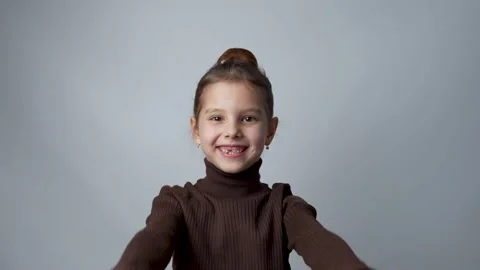 Portrait of child 6 years old girl looki... | Stock Video | Pond5