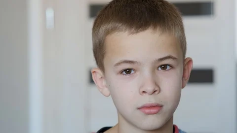 Portrait of child boy smiling in camera. | Stock Video | Pond5