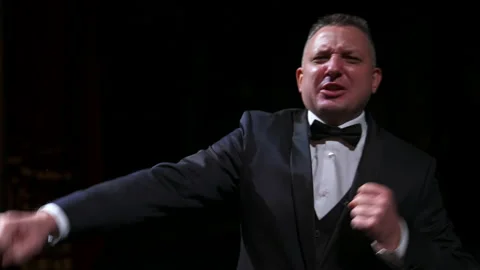 Portrait of a comedian talking. Cheerful... | Stock Video | Pond5