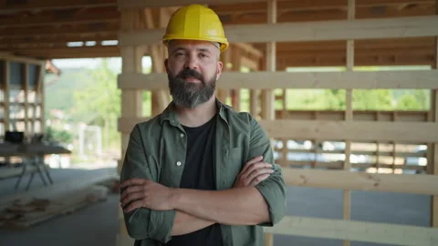 Portrait of confident man on building si... | Stock Video | Pond5