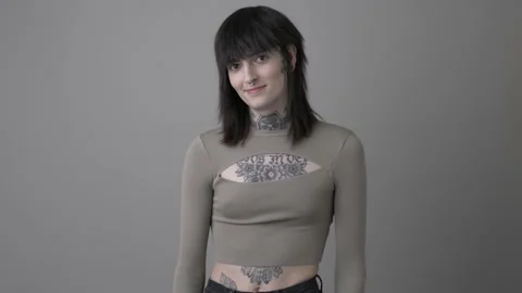 Portrait of cool goth transgender woman ... | Stock Video | Pond5