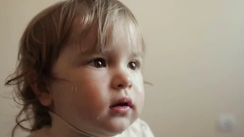 Portrait of crying boy, visible tears on... | Stock Video | Pond5