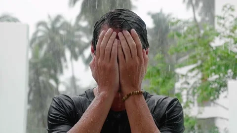 Portrait of crying sad man standing in t... | Stock Video | Pond5