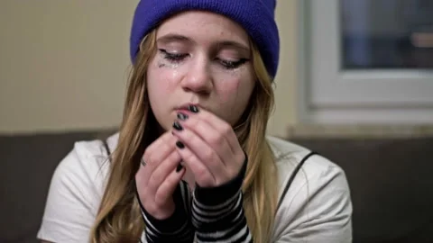 Portrait of a crying teenage girl. Age p... | Stock Video | Pond5
