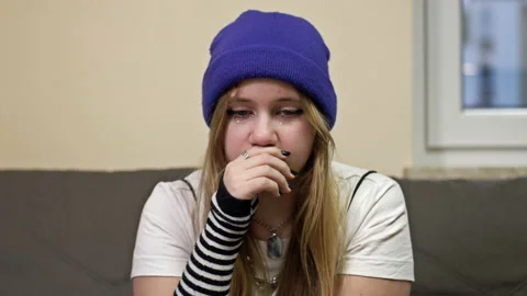 Portrait of a crying teenage girl. Age p... | Stock Video | Pond5