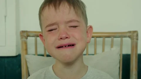 Portrait of a Cute boy with big tears ru... | Stock Video | Pond5