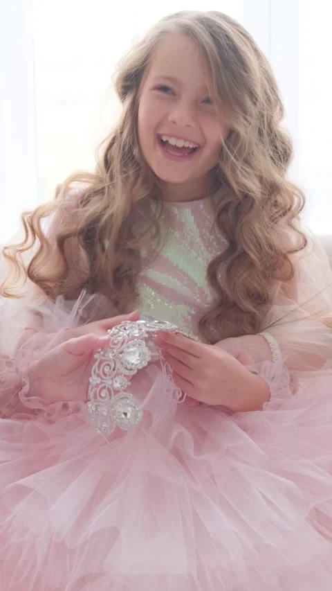 Portrait of a cute little princess with ... | Stock Video | Pond5