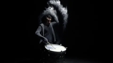 portrait of a drummer in profile on a bl... | Stock Video | Pond5